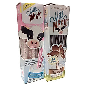 Strawberry & Chocolate Magic Milk Fun Straws 24 Each (2pk)