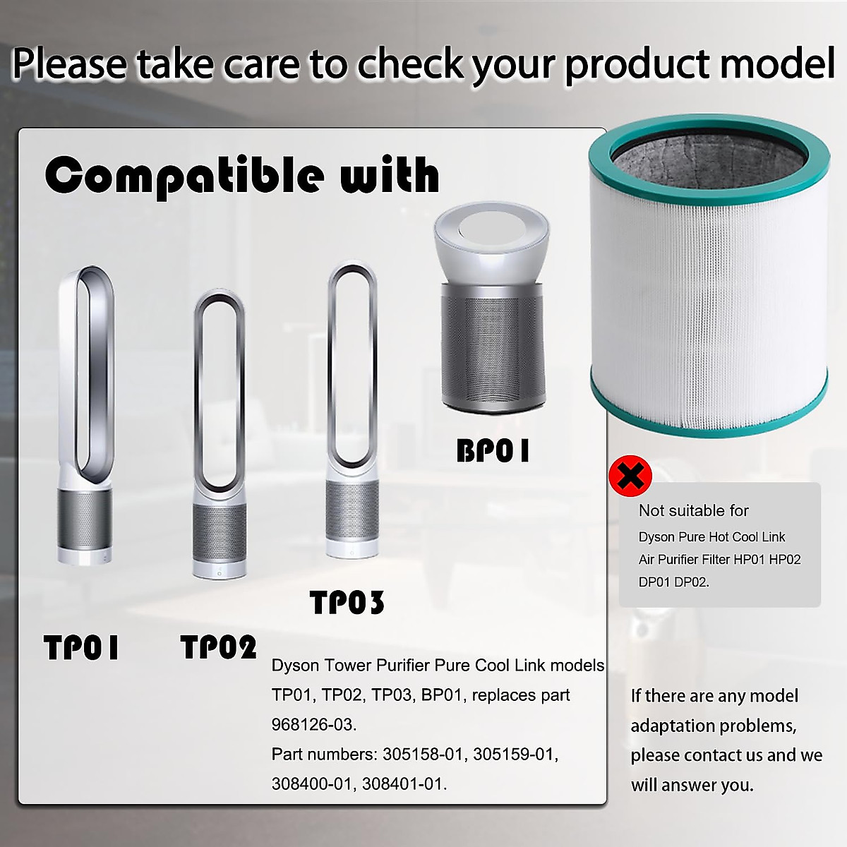 Filter Replacement, for Dyson Pure Cool Link TP02, TP03, Dyson Tower Purifier, 968126-03