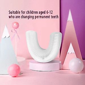 Ljyzoid 2PC U Shaped Kid Electric Toothbrush Replacement Heads, Compatible with U-Type Kids Automatic Electric Toothbrush, Food Grade Silicone Ultrasonic Toothbrush Replacement Head 7-12 Years Old