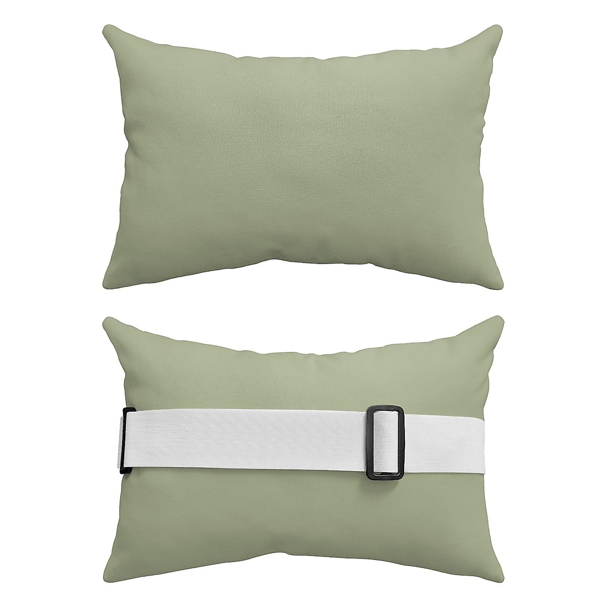 DecorLovee Sage Green Outdoor Recliner Pillows for Head, Modern Sage Green Waterproof Chair Pillow with Elastic Stripe, Farmhouse Chaise Lounge Headrest Pillow for Patio/Beach/Pool 2Pack, 11"x16"