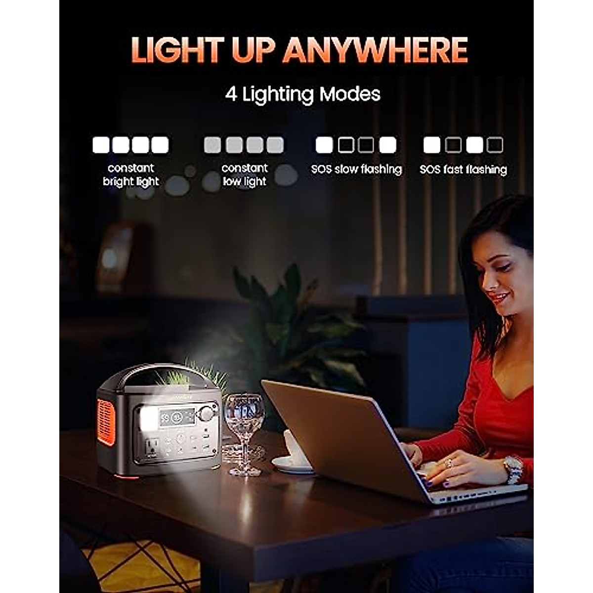 Portable Power Station, 504Wh Solar Generator 300W(500W Peak) Pure Sine Wave AC Outlet with Car Charger, DC cable, Portable Generator for Home Use Outdoor Camping Blackout Emergency Backup