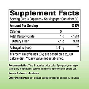 Nature's Way Astragalus Root, Traditional Immune Support*, Non-GMO Project Verified, Vegan, 180 Capsules