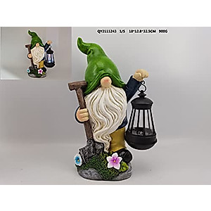 Rinpox Dwarf Yard Decorations Outdoor - Resin Garden Statues with Solar Led Lights, Lantern Wizard Outdoor Decorations for Patio Suitable for Gardens,Yards and Lawns