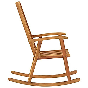 vidaXL Vintage Rocking Chair with Weather-Resistant Cushions - Solid Acacia Wood, High Backrest, Retro Design - Wooden Rocker for Living Room, Patio, Taupe