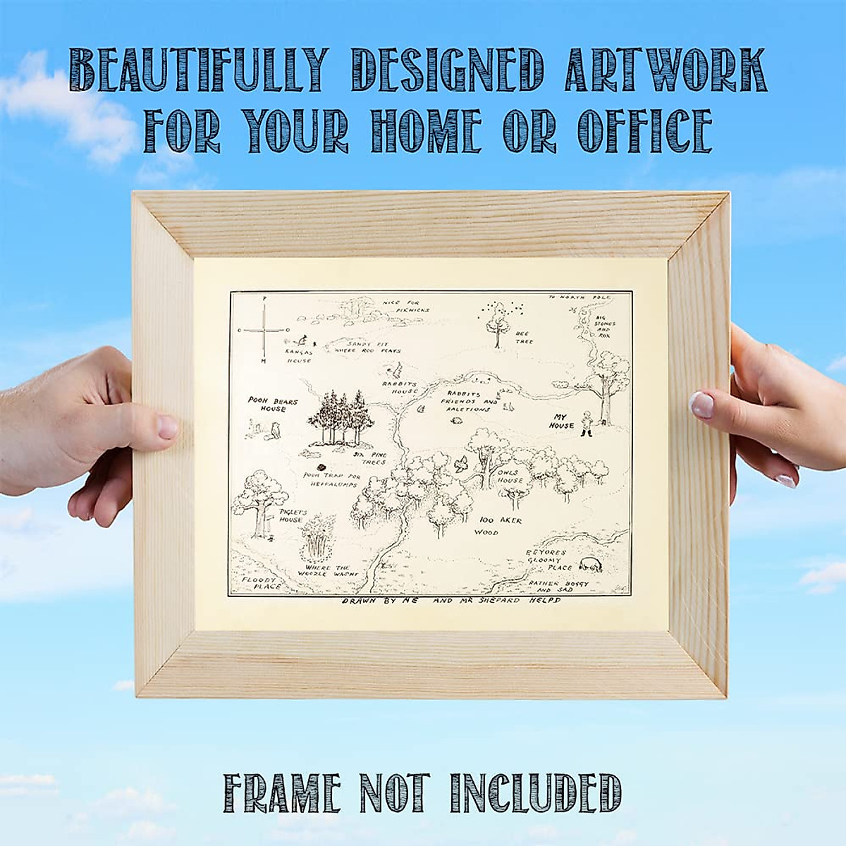 Classic Winnie the Pooh Decorations - Map of The Hundred Acre Wood - 11x14 Unframed Print - Pooh Bear Art, Classic Winnie the Pooh Nursery Decor, Playroom Pooh Bear Decals, Winnie the Pooh Wall Decor