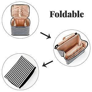 OCHEAL Makeup Bag,Large Travel Makeup Bag Organizer Cosmetic Bags for Women Washable Make Up Bag Makeup Organizer Case with Dividers - Black/White Stripes