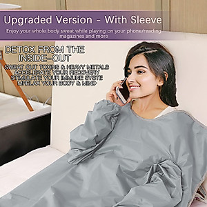 JKIUI Infrared Sauna Blanket Fast Sweating Body Shape Upgraded Hand Stretch Design Professional Infrared Sauna Blanket with Sleeves Heat Detox for Body Relaxation at Home Use Women Men Silver