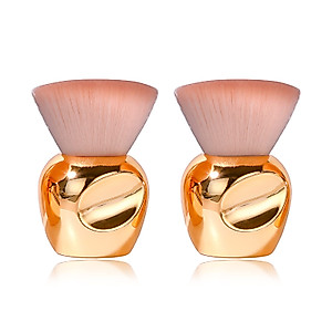 Oneleaf Kabuki Makeup Brushes Premium Synthetic Flat Foundation Kabuki Makeup 2 Pcs Brush Set, Golden (Flat)