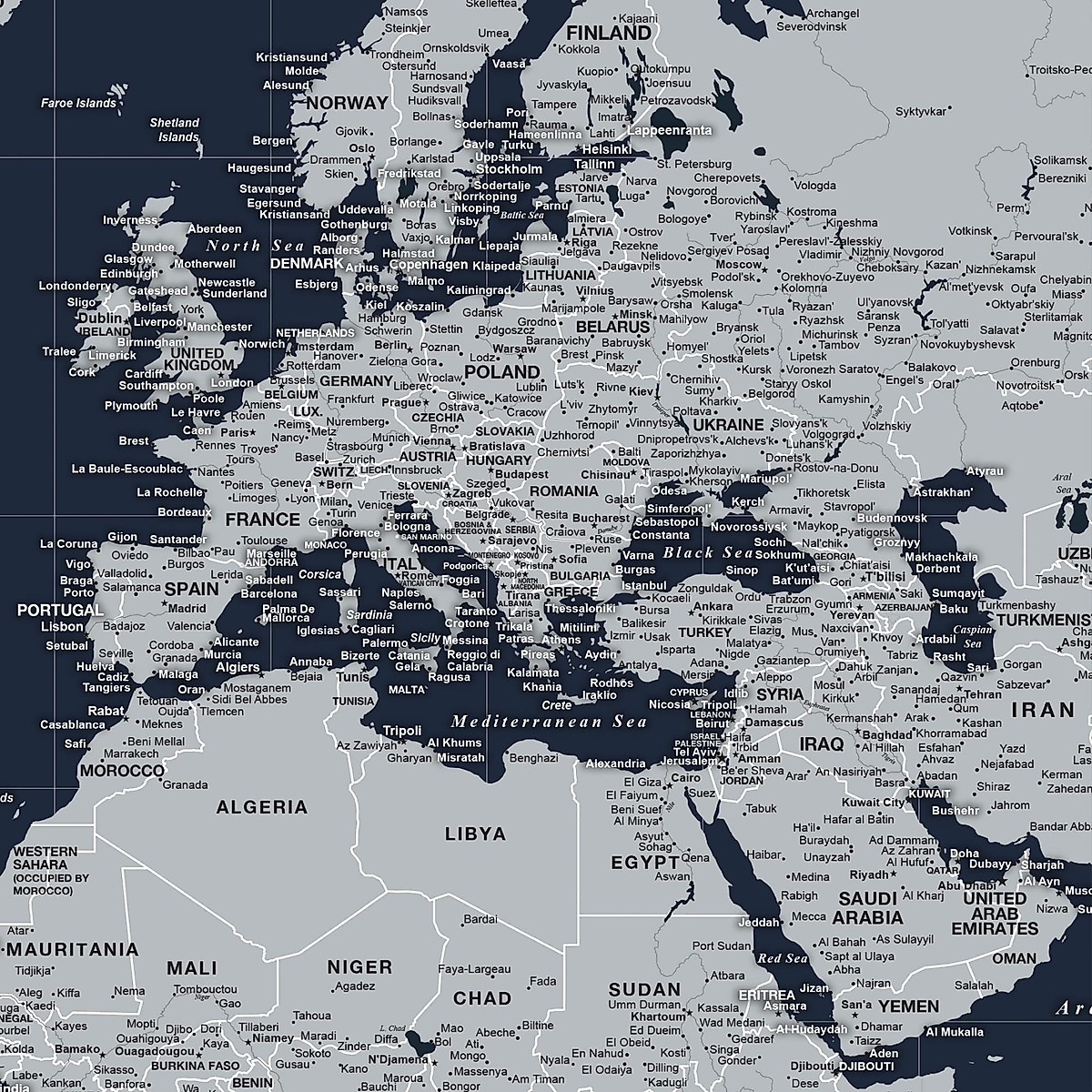 Holy Cow Canvas Personalized Navy Push Pin World Map on Canvas, Customize with Names, Travel Map with Pins Included to Track Your Travels, World Map Pin Board, Travel Themed Gift for People Who Travel