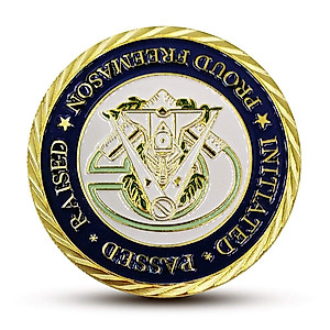 Very Beautiful Masonic Gold Commemorative Coins Freemason Medal Gold Plated Coin Association Under A Brotherhood of Man
