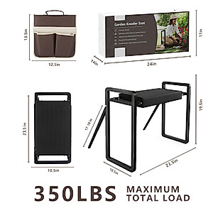seasky Foldable Garden Kneeling and Seat,Anti-Tipping Garden Stool Widened Thick Soft Kneeling Pad, Heavy Duty Gardening Stool with Garden Tool Bag,Gardening Gift
