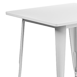 Flash Furniture Felix Commercial Grade 31.5" Square White Metal Indoor-Outdoor Table