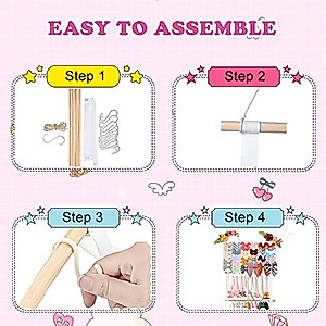 Flymind Hair Bow Holder for Girls, Baby Headband Holder Hair Bows Organizer Hanger Storage Wall Hanging Home Decor for Girls Room (White)