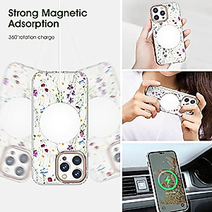 MILPROX Magsafe iPhone 14 Pro Max Flower Case (2022), Magnetic Cute Design for Girls Women, Shockproof Floral Pattern Hard Back - MS Garden