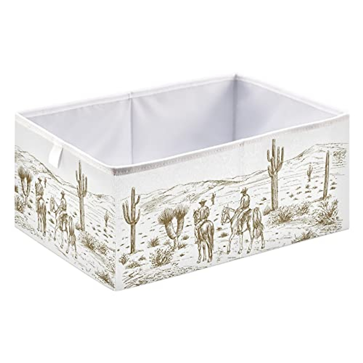 xigua Western Desert Cowboys Rectangle Storage Bin Large Collapsible Storage Box Canvas Storage Basket for Home,Office,Books,Nursery,Kid's Toys,Closet