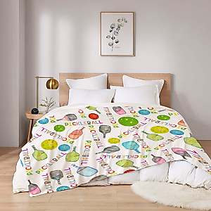 Anydia Pickleball Watercolor Blanket Gifts for Lover 60 x 50 Inch for Teen, Fannel Fleece Throw Blanket Super Soft Throws Blanket for Bed Couch Sofa