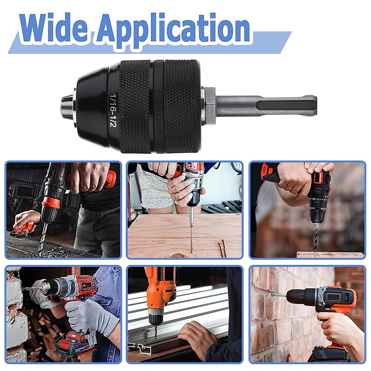 Mesee 2-13MM Keyless Drill Chuck with SDS Plus Adaptor, Professional Heavy Duty 1/2-20UNF Mount Quick Change Self-tighten Drill Chuck Adapter Converter Rotary Hammer Conversion Tool