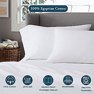 Toddler Travel Pillowcase Set of 2 PC Pillow Cover 100% Egyptian Cotton Decorative Pillowcase 500 Thread Count Baby Pillowcase with Zipper Closure Toddler Pillowcase 12x16 inch, White Solid