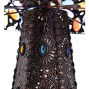 Wind & Weather Metal Solar Lighted Mushroom 13.25-Inch Diameter by 20.5-Inch High Home and Garden Decor Solar Mushroom with Acrylic Beads Glows at Night with Solar Panel