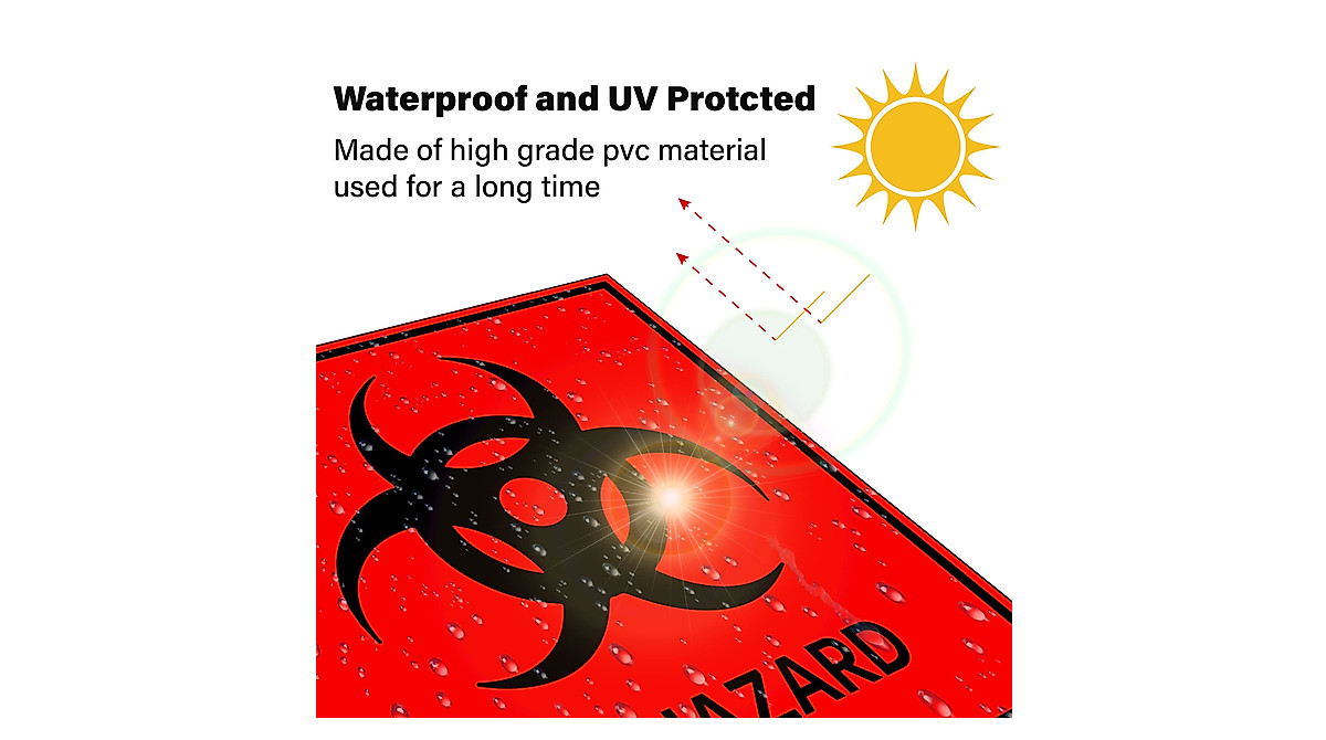 Biohazard Stickers Sign - 20 Waterproof Warning Labels for Hospitals