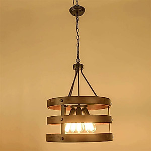 JewOss Chandeliers,Creative Personality Pendent Lamp, Wooden Chandelier, Industrial Retro 5 Light Creative Chandelier, Ceiling Light E27 Light