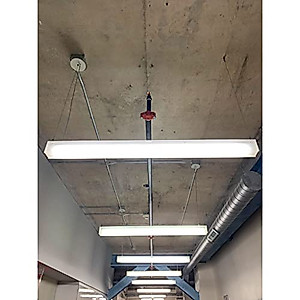 WareLight 4' Linear Suspended LED Beam, 40W, CCT Selectable, 0-10V Dimmable, 120-277V, Transparent Frosted Housing, Power Feed Cable Included