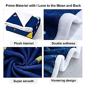 Zevrez I Love You to The Moon and Back Blanket, Soft Cute Kids Throw Blanket Birthday Gift for Girls Boys Adults Flannel Fleece Moon Blanket(Cartoon Moon, 48"x60")