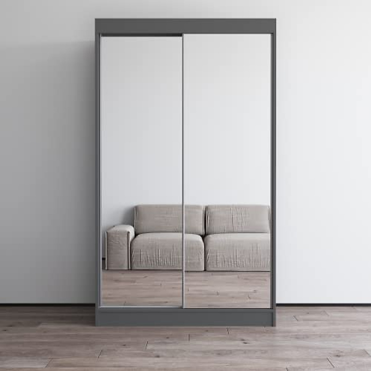 Aria 2 Door 47" Wardrobe (Gray with All Mirror)