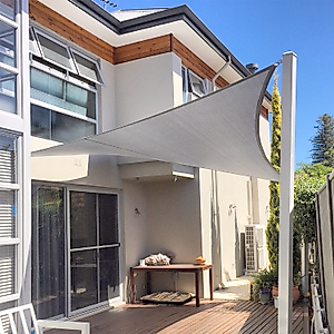 E&K Sunrise 10' x 12' Sun Shade Sail Rectangle Canopy Shade Cover UV Block for Patio Backyard Garden Outdoor (Gray)