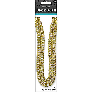 Amscan Large Gold Chain Necklace - 39", 1 Pc - Premium Gold-Plated Look & Lightweight Plastic - Bold & Dazzling - Perfect Statement Piece for Every Occasion
