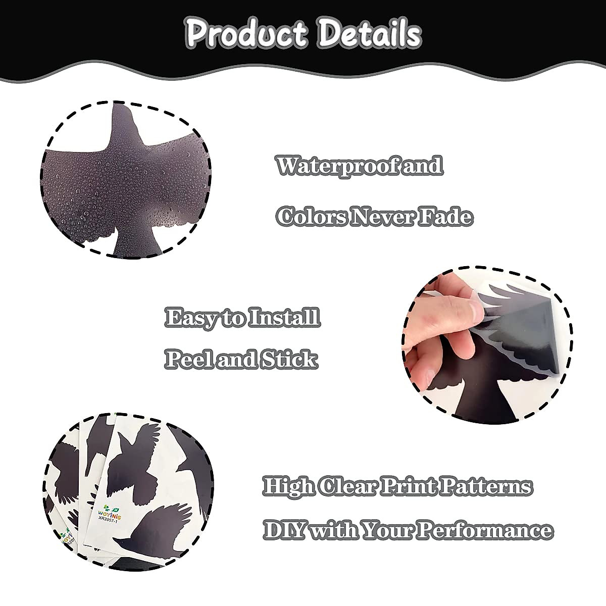 WOYINIS Removable Large Crow Wall Decals Black Raven Wall Stickers Peel & Stick Individual Raven Birds Set Living Room Bedroom Windows Decoration