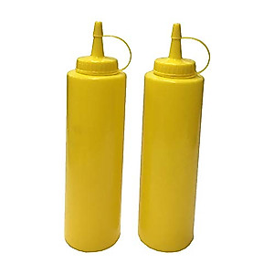 Kolice 6-pack food service squeeze, squirt condiment bottle, table condiment squirt disperser, squeeze squirt bottle, narrow mouth squeeze with cap & lid (24 oz)