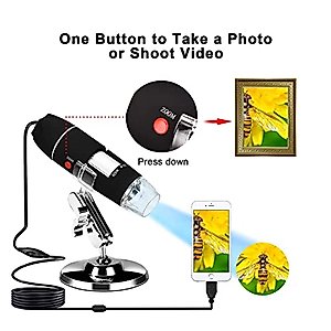 USB Microscope, 40X-1000X Digital Microscope 3 in 1 PCB Microscope Camera Magnification Endoscope Camera Portable Microscope, Metal Stand for Windows 7/8/10, Mac, Android with OTG, Linux