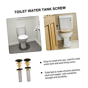 Uonlytech 2 Pcs Toilet Tank Bolts Toilet Cover Seat Metal Screws Toilet Lid Screws Toilet Bolts Screws Set Toilet Bolts and Nuts Toilet Washers Bolts Copper, Rubber, Stainless Steel Golden