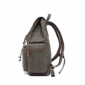 KAUKKO Vintage Casual Canvas and Leather Rucksack Backpack