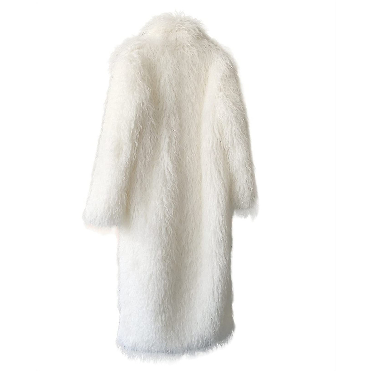 Vickstco Women's Fluffy Faux Fur Long Overcoat Winter Spring Warm Outwear Parka Coat White
