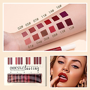 Aseawave Matte Liquid Lipstick Makeup Set, Pigmented Long Lasting Lip Gloss Set, Non-Stick Cup Not Fade Professional Lip Makeup Gift Kit for Women