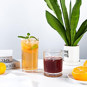 KX-WARE 14-ounce Acrylic Glasses Plastic Tumbler, set of 6 Clear - Hammered Style, Dishwasher Safe, BPA Free