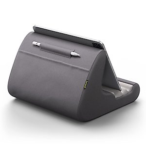 Lamicall Tablet Stand, Tablet Pillow Holder - Soft Pad for Bed, Lap Tablet Dock with Stylus Mount & Pocket, for iPad Pro 12.9, Air, Mini, Kindle, Galaxy Tab and 4-13" Tablet, Dark Grey