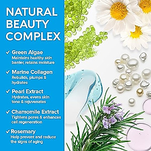 MAREE Facial Masks for Skin Care & Beauty - Sheet Masks for Face with Natural Pearl Extract, Marine Collagen & Hyaluronic Acid - Anti Aging Collagen Facial Masks for Wrinkles & Dry Skin, 6 Pack