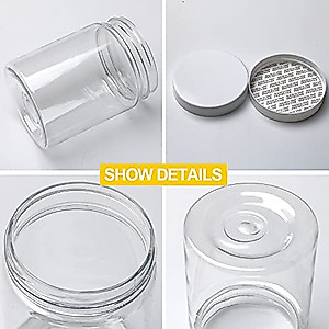 Accguan 15Pack 4oz Plastic Jar Storage Container with White Lids Airtight Clear Wide-mouth Slime Storage Jars for Cosmetic Cream Light Clay