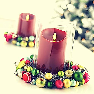 Raz Imports Push Flame Red Pillar Candles with Remote, Set of 3 - Flameless Lighting Accent and Battery Operated Flickering Light Source with Timer - Fake Candles for Living Room, Patio and Bedroom