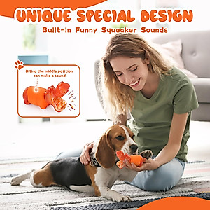 WASG PET Dog Chew Toys for Aggressive Chewers, Tough and Durable Chew Toy for Aggressive Chewers, for Medium Large Breed, Ideal Super Chewer Dog Toys with Real Bacon Flavor,Orange