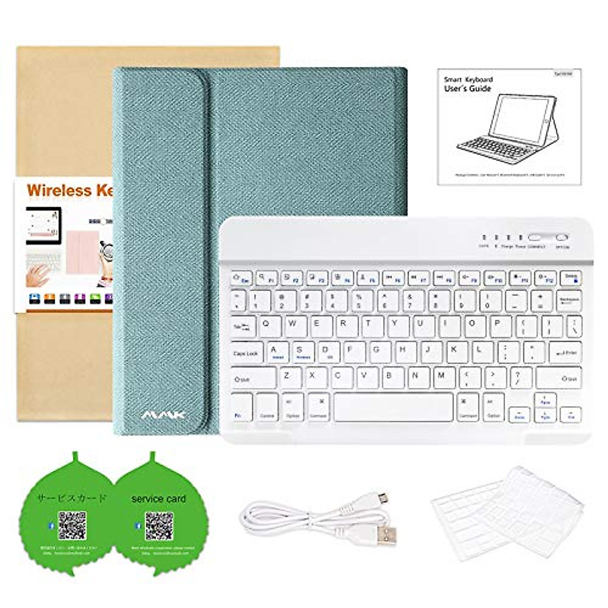 iPad Air 11-inch M2 2024/ iPad Air 5th Gen 10.9 Case with Keyboard,iPad Air 4th Gen 2020,iPad Pro 11 2018 with Detachable Wireless Bluetooth Keyboard case with Pencil Holder(Sky Blue)