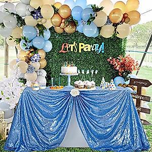 Sequin Table Cloths 60x102 Inches Baby Blue Sparkly Table Cover for Baby Shower Party Boys Birthday Wedding Cake Table Decorations
