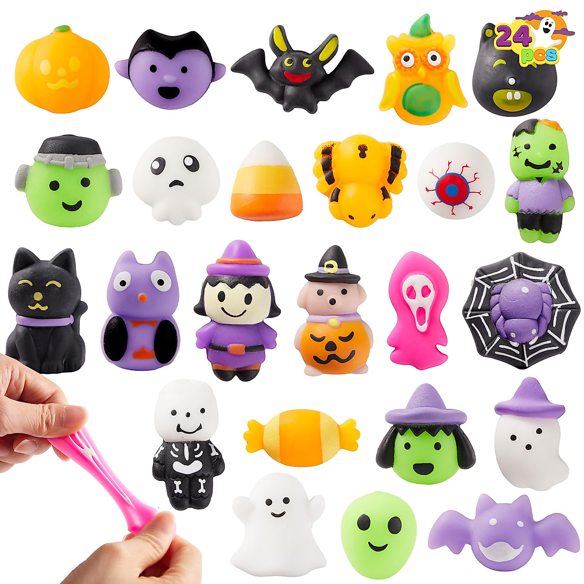 JOYIN 48 Pcs Halloween Mochi squishy toys Bulk, Halloween Toys for Halloween Party Favors Decoration, Trick or Treats Sensory Stress Relief Toy, Classroom Prizes Goodie Bag Filler Kids Gift