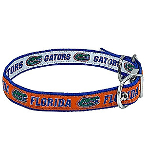 Florida Gators Reversible NCAA Dog Collar, Medium. Premium Home & Away Two-Sided Pet Collar Adjustable with Metal Buckle. Your Favorite Collegiate Team with a Unique Design on Each Side! Dogs & Cats