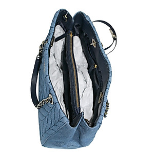 Kate Spade New York Meena Briar Lane Quilted Purse Women's Denim Handbag, 12"H x 8"W x 5"D