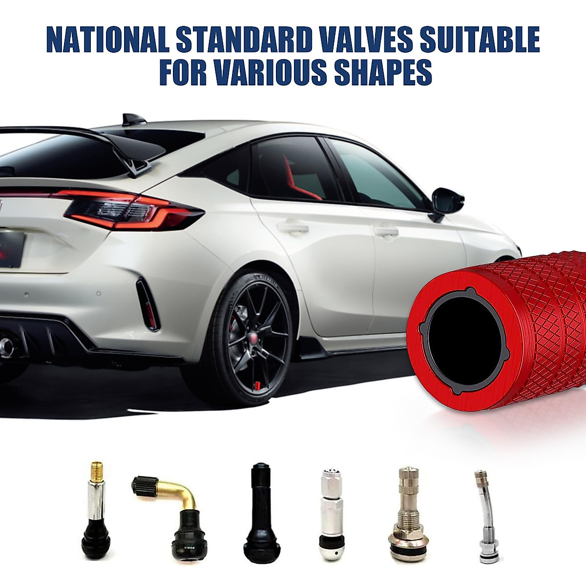 UGSHY 4 PCS Tire Valve Stem Caps for Car, Alloy Tire Valve Cap Set, Universal for Cars Trucks Motorcycles SUVs (Red)