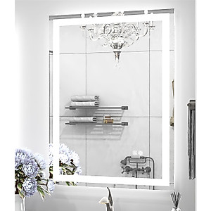JSneijder 2-Piece(Frameless+Framed) LED Bathroom Mirror, 28x36 Inch, Bathroom Vanity Mirror with Lights, Wall Mounted Dimmable Anti-Fog Lighted Wall Mirror for Bedroom